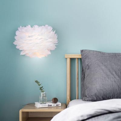 China Nordic Pure White Feather Light Wall Lamp Romantic Sconces Lamp for Bedside Lighting(WH-OR-142) for sale