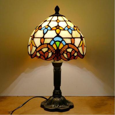 China Tiffany Table Lamp 20cm Lamp Shape Resin Base E27 Bedroom Bedside Lamp(WH-TTB-25) for sale