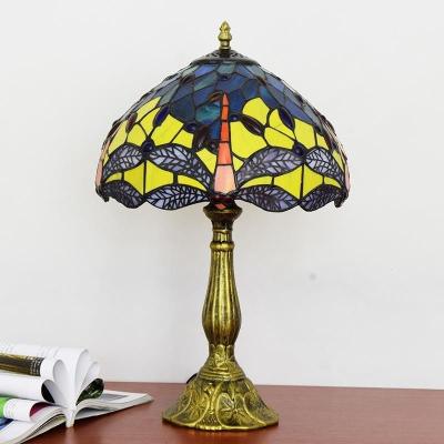 China Tiffany Table Lamp 30cm Dragonfly Lampshape Alloy Base Tiffany Light(WH-TTB-51) for sale