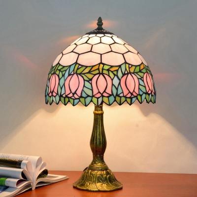 China Tiffany Flower Lampshade Table Lamp Aolly Base Bedroom art deco lamp(WH-TTB-68) for sale