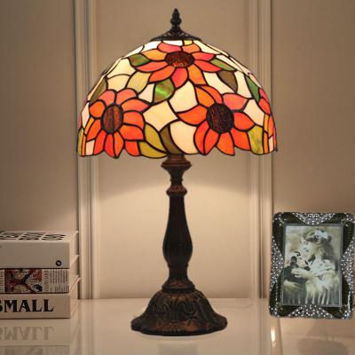 China Tiffany Table Lamp Sun Flower Lampshape Bedroom study table lamp(WH-TTB-74) for sale