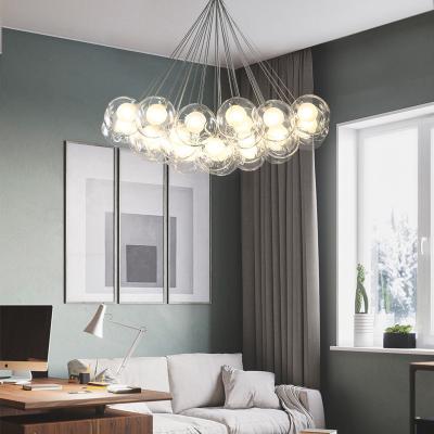 China Nordic Clear Glass Ball Chandelier Restaurant Living Room Kid Room Chandelier 28.61 Round Pendant Chandelier（WH-MI-129) for sale