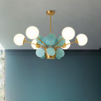 China Nordic art chandelier Romantic Flower Design lustre metal Warmth Glass light Dinging lamp(WH-MI-263) for sale