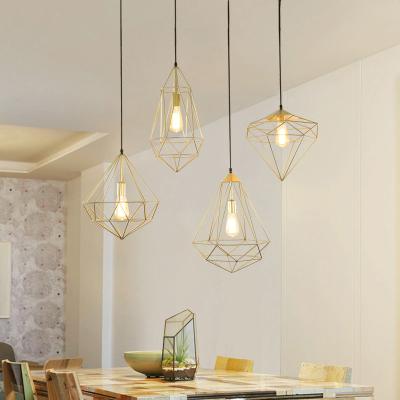 China Modern Birdcage Pendant Lamp Creative restaurant Torkel Diamond Like Shaped Caged Pendant Light(WH-AP-311) for sale