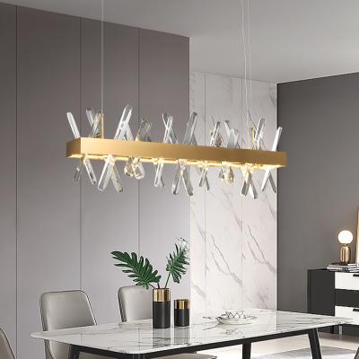 China Mid century modern Rectangle Crystal Chandelier For Living Room Dining Room Kitchen Island Hanging Lamp(WH-CY-167) for sale