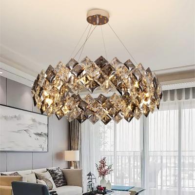 China Led chandelier Living room decoration simple dimmer round hanging crystal lamp(WH-CY-184) for sale