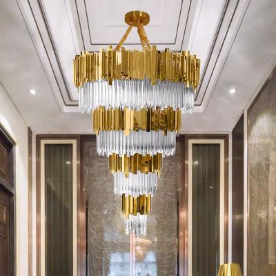 China Modern mid century style K9 gold chandelier long chandeliers(WH-NC-58) for sale