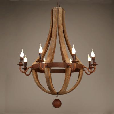 China Vintage Wood Chandelier Farmhouse America Pendant Chandeliers Lighting(WH-CI-109) for sale