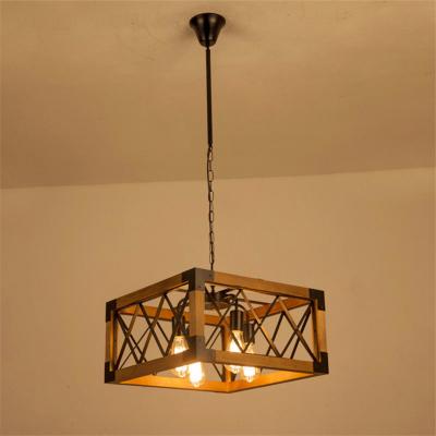 China Vintage Loft Wood Chandelier Living Room Bedroom Dining Room Light Pendant Lamp(WH-VP-135) for sale