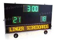 China Wireless Baseball Scoreboard 12 Inch Green LED Portable Digital Scoreboard with Wheels for sale