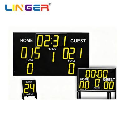 China Yellow Basketball LED Scoreboard with Mini Repeater and Shot Clock for sale