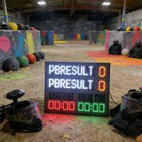 China Economical LED Paintball Scoreboard 1100x1000mm with Wireless Controller 4 Color Display for sale