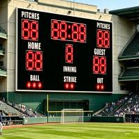 China 6ft x 9ft Wall-Mounted Baseball Scoreboard with 16-Inch Red LED Digits and Wireless Controller for sale