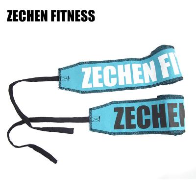 Cina Il polso blu avvolge la forma fisica per il tessuto 100% di cotone di addestramento di Crossfit di sollevamento pesi in vendita
