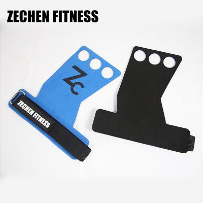 Cina La mano di cuoio di Microfiber Crossfit avvolge 2.25Mm protegge la palma della ginnastica afferra 3 fori in vendita
