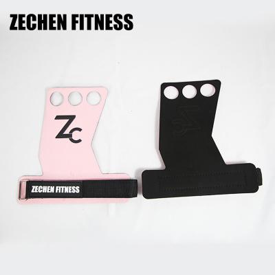 Cina Manopole rosa di Crossfit 2.25mm cuoio relativo alla ginnastica di Microfiber della pelle scamosciata di 3 dei fori guardie della palma in vendita