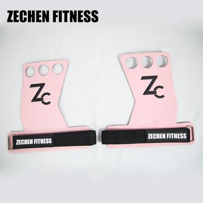 Cina Manopole rosa di Crossfit 2.25mm cuoio relativo alla ginnastica di Microfiber della pelle scamosciata di 3 dei fori guardie della palma in vendita