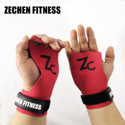 China Van de Handgrepen 3hole van WOD Crossfit Leer van het Suèdemicrofiber het Rode voor Trekkrachtups Spier UPS Te koop