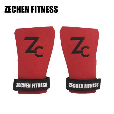 Cina Guardamani relativi alla ginnastica di cuoio di Microfiber di Crossfit delle prese di protezione Fingerless rossa della palma in vendita