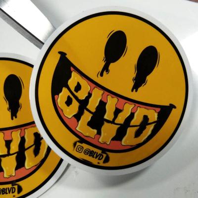 China Etiqueta de papel removível de Smiley Face Sticker Happy Smile da etiqueta do festival do vinil à venda