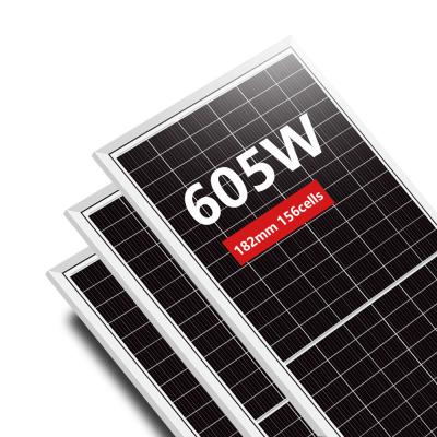 China Mono Solar Cell IP68 Rated Junction Box 575w 605w Watt PV Module Half Cell Solar Panel for sale