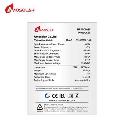 Cina Alta potenza PERC 144 Celle 10bb Modulo monocristallino 535W 550W per ordini personalizzati in vendita