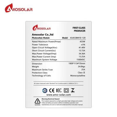 Cina Kit di pannelli solari Amosolari da 460w con design plug and play e telaio in alluminio anodizzato in vendita
