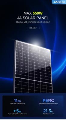 Cina Pannelli solari JA 550W Bifacciale con connettore compatibile MC4 e dimensioni 2112*1052*35 in vendita