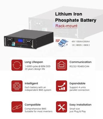 Cina La velocità di scarica 0,5c 100ah 200ah 48v 51.2v LiFePO4 batteria agli ioni di litio in vendita