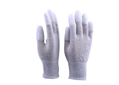 China Finger Dip Protective Work Gloves Carbon Fiber Conductive Wire / PU Material for sale