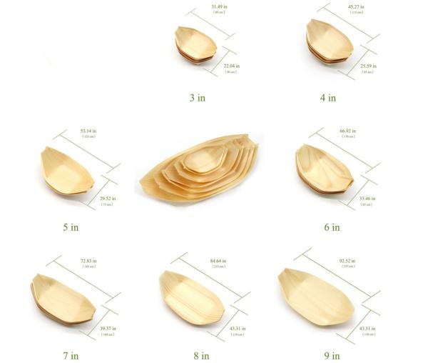 Quality Party Occasion Compostable Wooden Boat Sushi Packaging Container Poplar Wood for sale