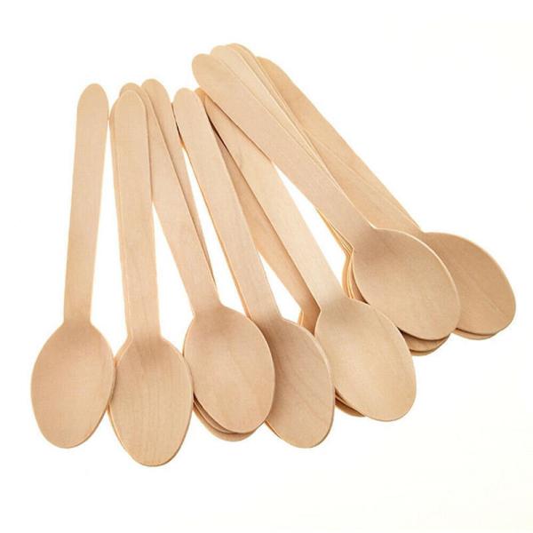 Quality Custom Logo Fast Food Tableware Natural Color Wooden Cutlery Set for Restaurants for sale