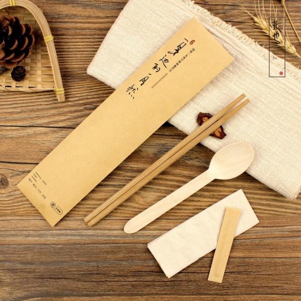 Quality Customize Logo Wooden Cutlery Set Ideal for Commercial Buyers and Catering for sale
