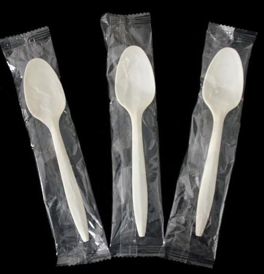 Plastic Cutlery Spoon Biodegradable and Disposable Packed in OPP Bag for Convenience
