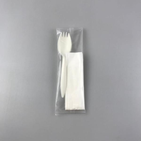 Quality Custom Logo Biodegradable Flatware Disposable Spork with Individual Wrapping and Napkin for sale