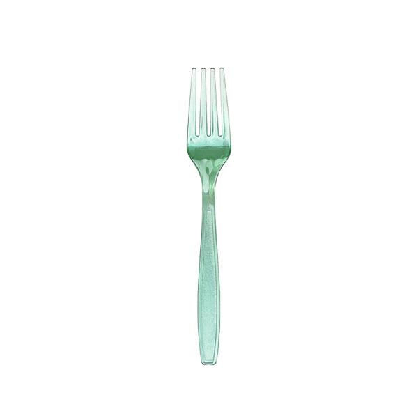 Quality 100pcs/box Heavy Duty Disposable Forks Clear Green Plastic Silverware for for sale