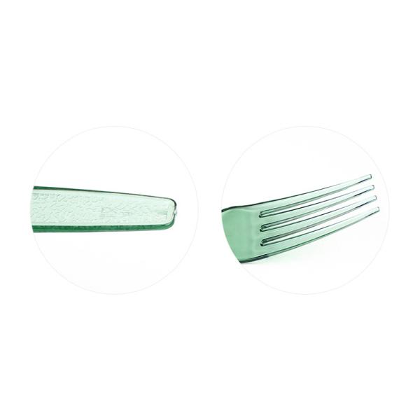 Quality 100pcs/box Heavy Duty Disposable Forks Clear Green Plastic Silverware for for sale