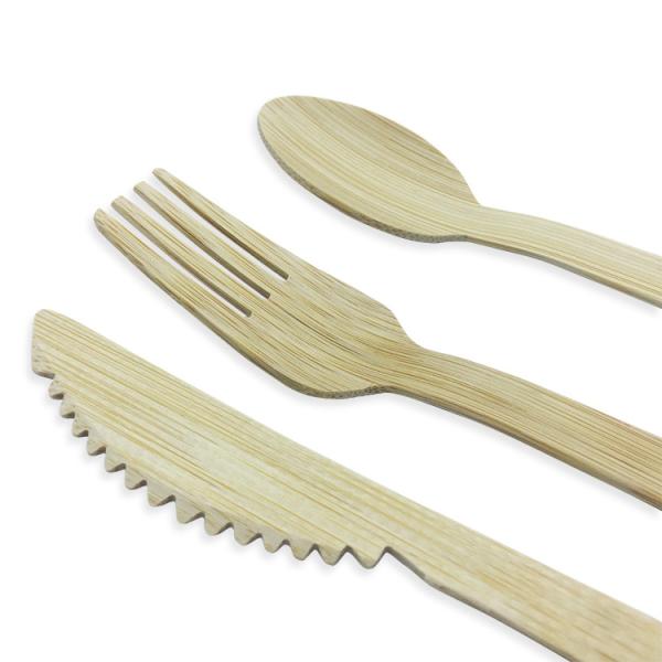 Quality Eco-Friendly Choice 100% Bamboo Disposable Cutlery Spoon and Fork Set for for sale