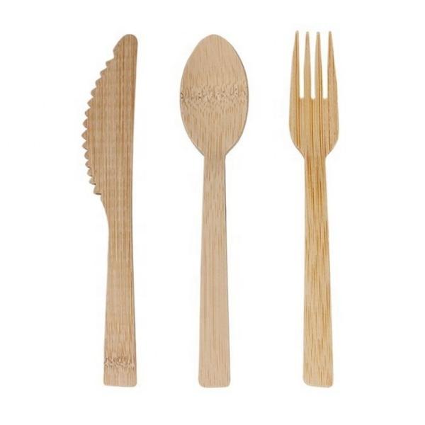 Quality Compostable Disposable Cutlery Set Eco Friendly Bamboo Fork Spoon Knife for Everyday for sale