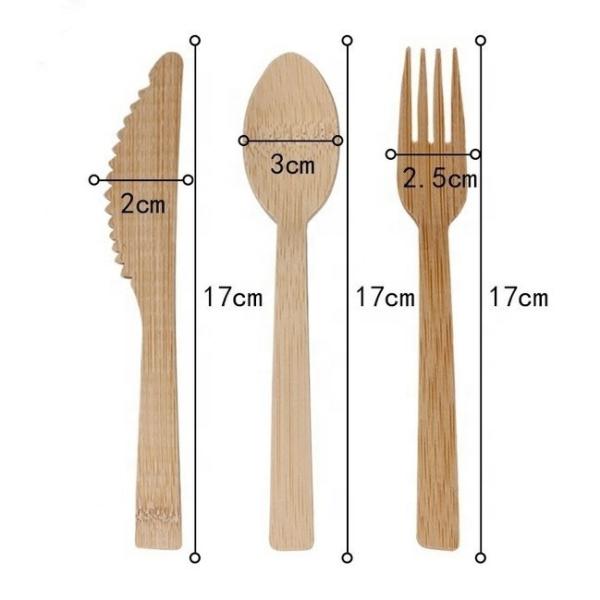 Quality Compostable Disposable Cutlery Set Eco Friendly Bamboo Fork Spoon Knife for for sale