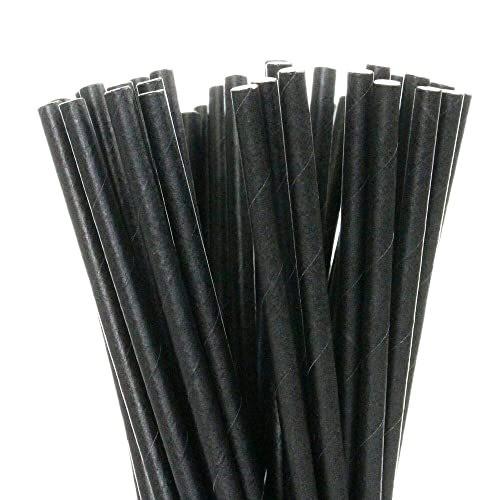 Quality 250pcs Biodegradable Customized Logo Black Paper Straws 197mm for Eco Friendly Products for sale