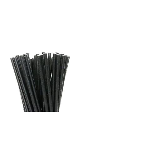 Quality 250pcs Biodegradable Customized Logo Black Paper Straws 197mm for Eco Friendly for sale