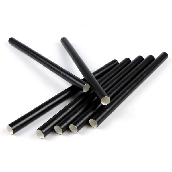 Quality 250pcs Biodegradable Customized Logo Black Paper Straws 197mm for Eco Friendly for sale