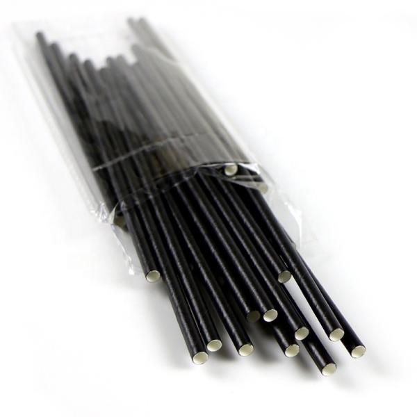 Quality 250pcs Biodegradable Customized Logo Black Paper Straws 197mm for Eco Friendly for sale