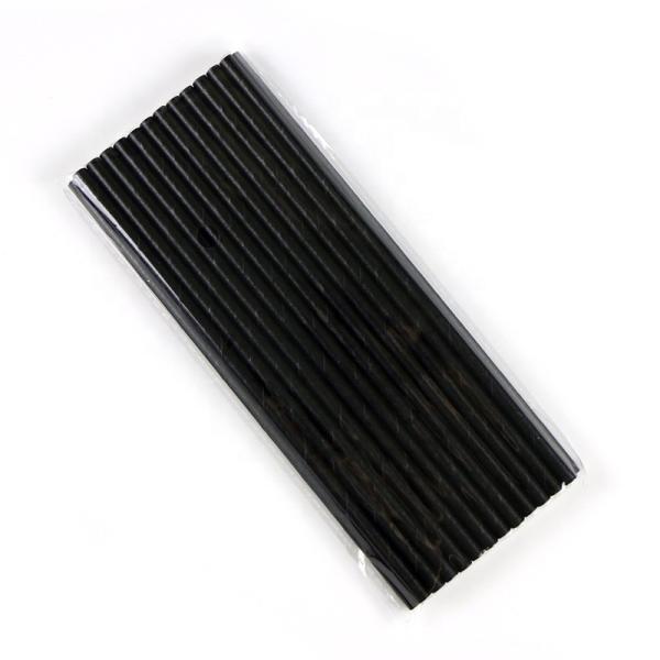 Quality 250pcs Biodegradable Customized Logo Black Paper Straws 197mm for Eco Friendly for sale