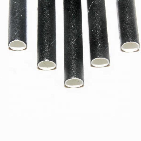 Quality 250pcs Biodegradable Customized Logo Black Paper Straws 197mm for Eco Friendly for sale