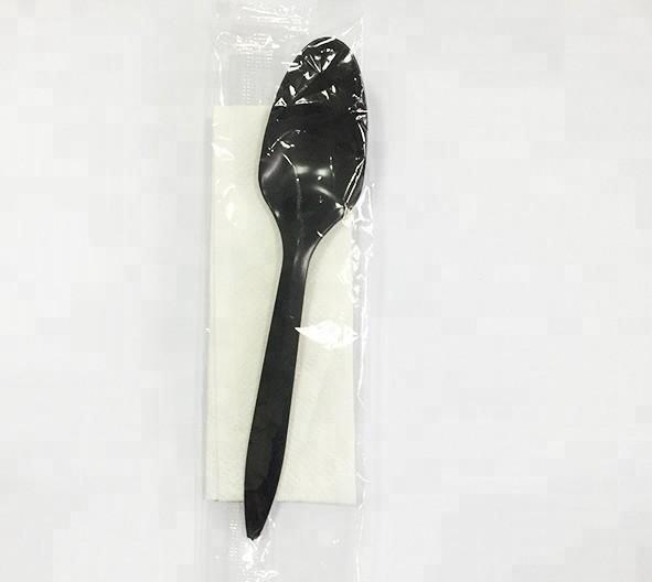 Quality Plastic Sleeve Cutlery Set Customized Logo Buffets PS Disposable Spoon Fork and for sale