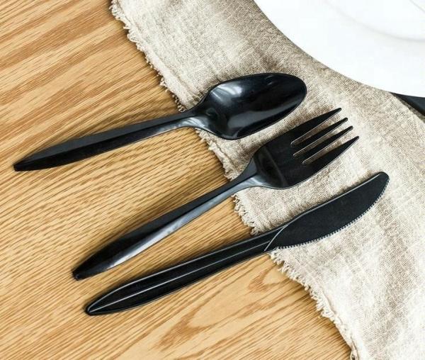 Quality Plastic Sleeve Cutlery Set Customized Logo Buffets PS Disposable Spoon Fork and for sale