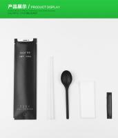 China Household Black Flatware Cutlery Set with Disposable Spoon and Plastic Flatware for sale