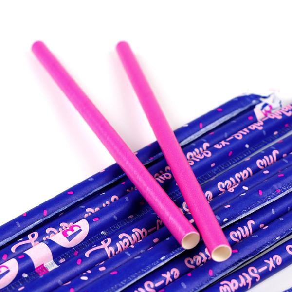 Quality Lightpink Stock Color Boba Paper Thick Straw Slushie Paper Straws with Printing for sale